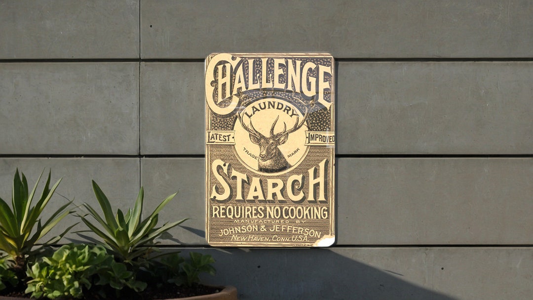 Challenge Starch Vintage Metal Poster - Laundry Starch Sign, Retro ...