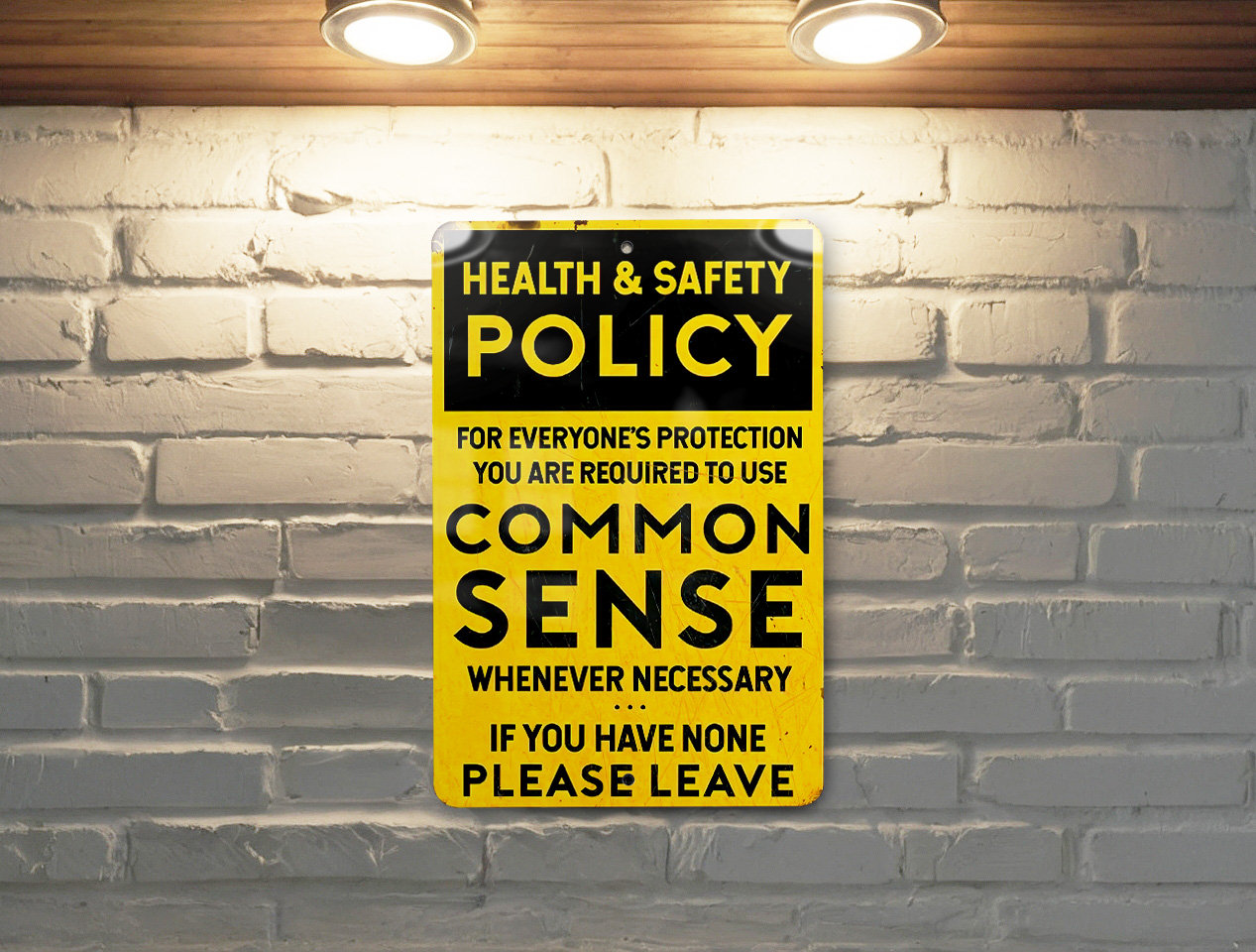 Health and Safety Policy Use Common Sense Metal Sign - Office Decor ...