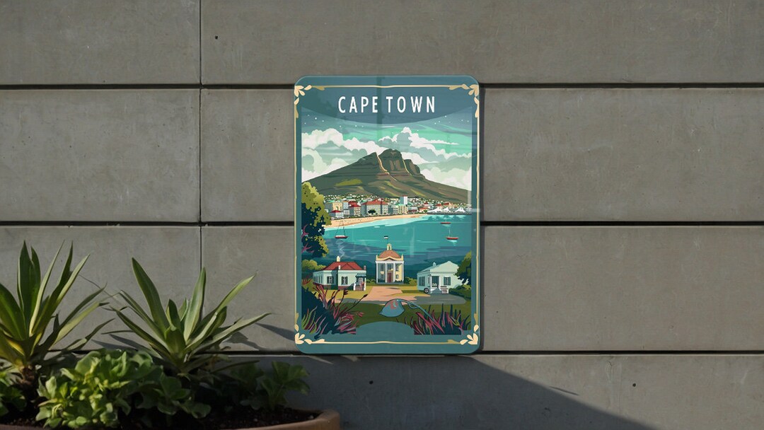 Retro Cartoon Cape Town Art Metal Sign: Classic Vintage Travel Decor ...