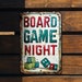Board Game Night Vintage Metal Sign - Retro Colors, Playful Font, Game ...