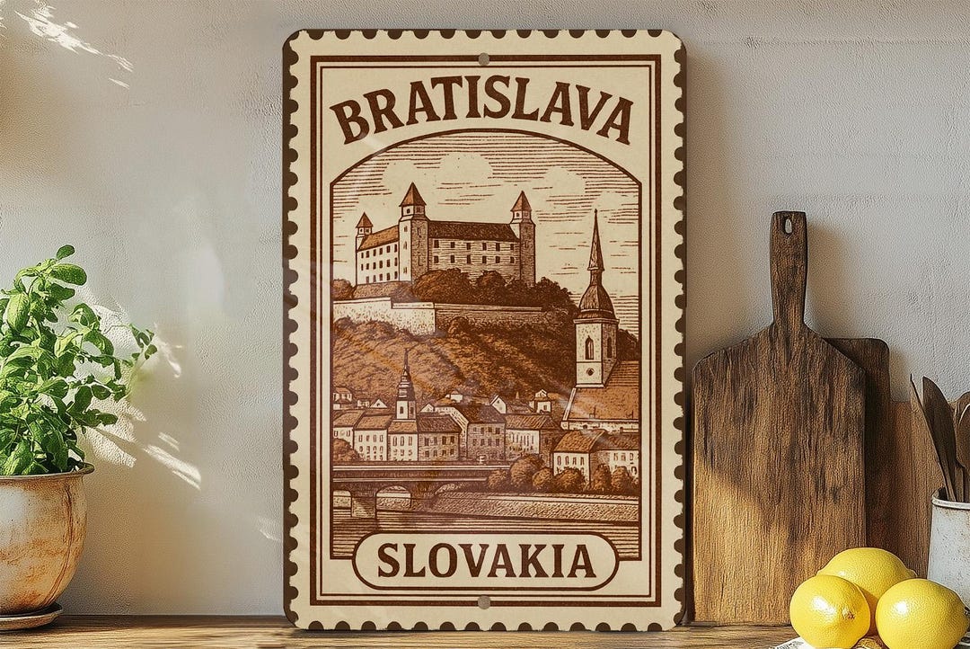 Bratislava Slovakia Metal Sign – Vintage Stamp Style Wall Art, Travel ...