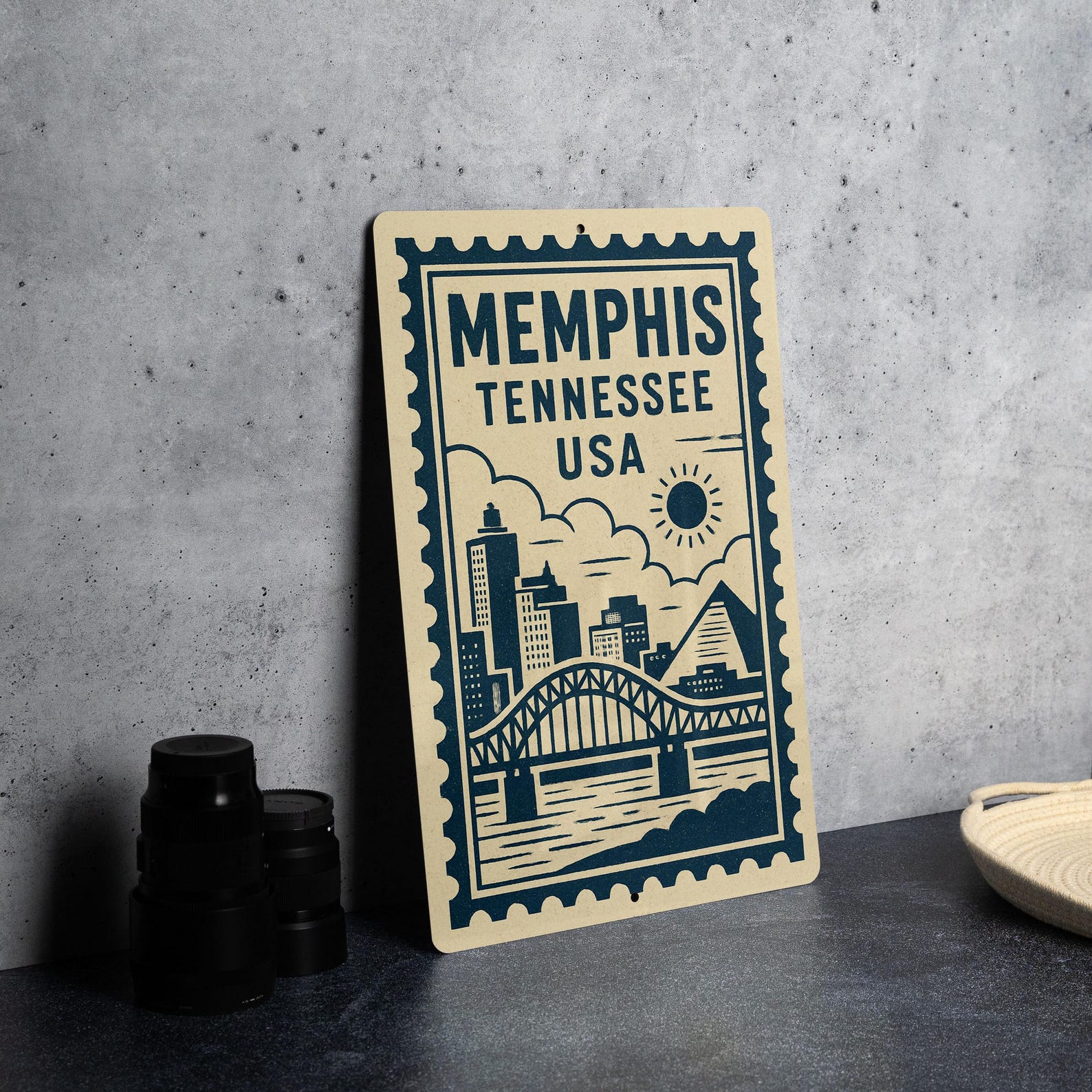 Memphis Tennessee Stamp Style Metal Sign – Vintage Wall Art, Retro ...