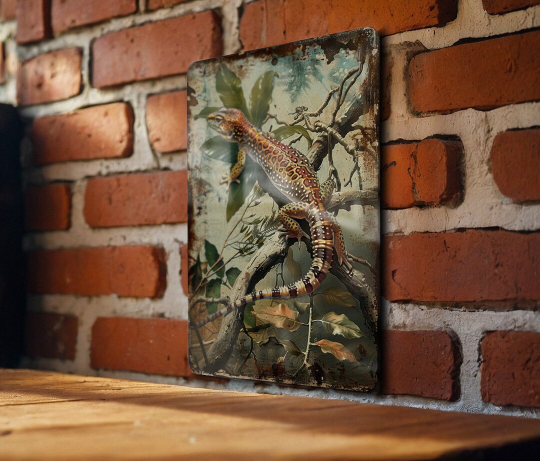 Leopard Gecko Sign, Vintage Metal Sign, Reptile Decor, Wall Art, Unique ...