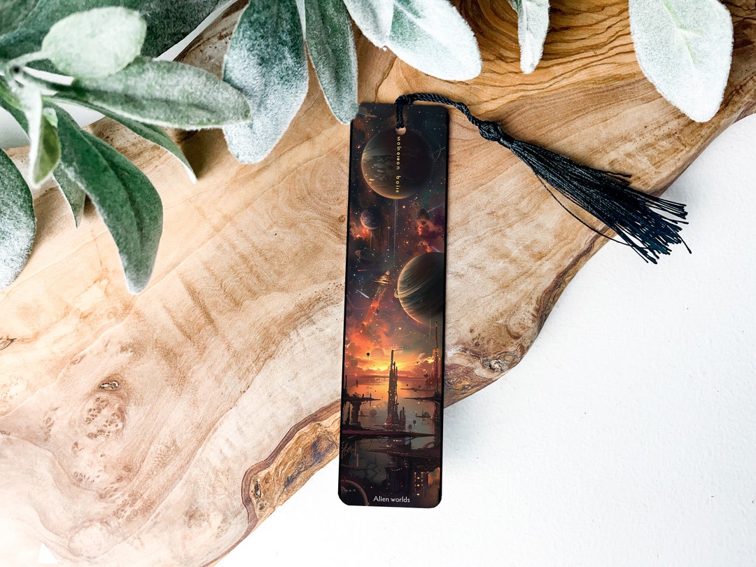 Alien Worlds Bookmark, Sci-fi Themed, Metal Bookmark, Unique Book ...