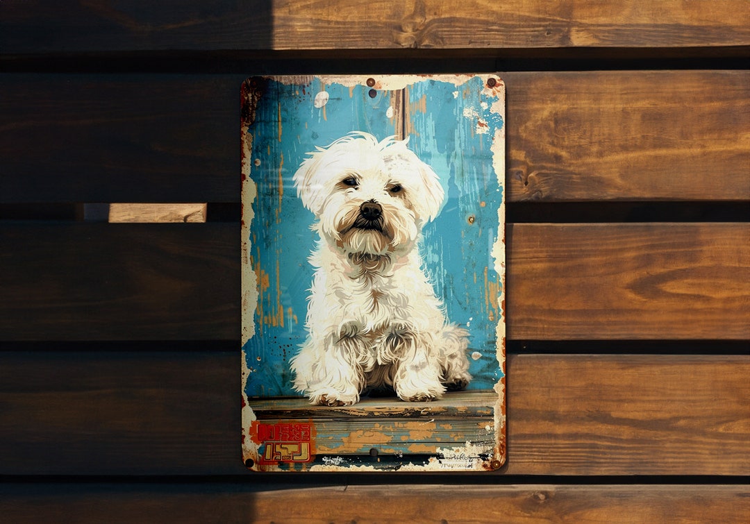Maltese Vintage Style Metal Sign, Dog Lover Decor, Aluminum Wall Art ...