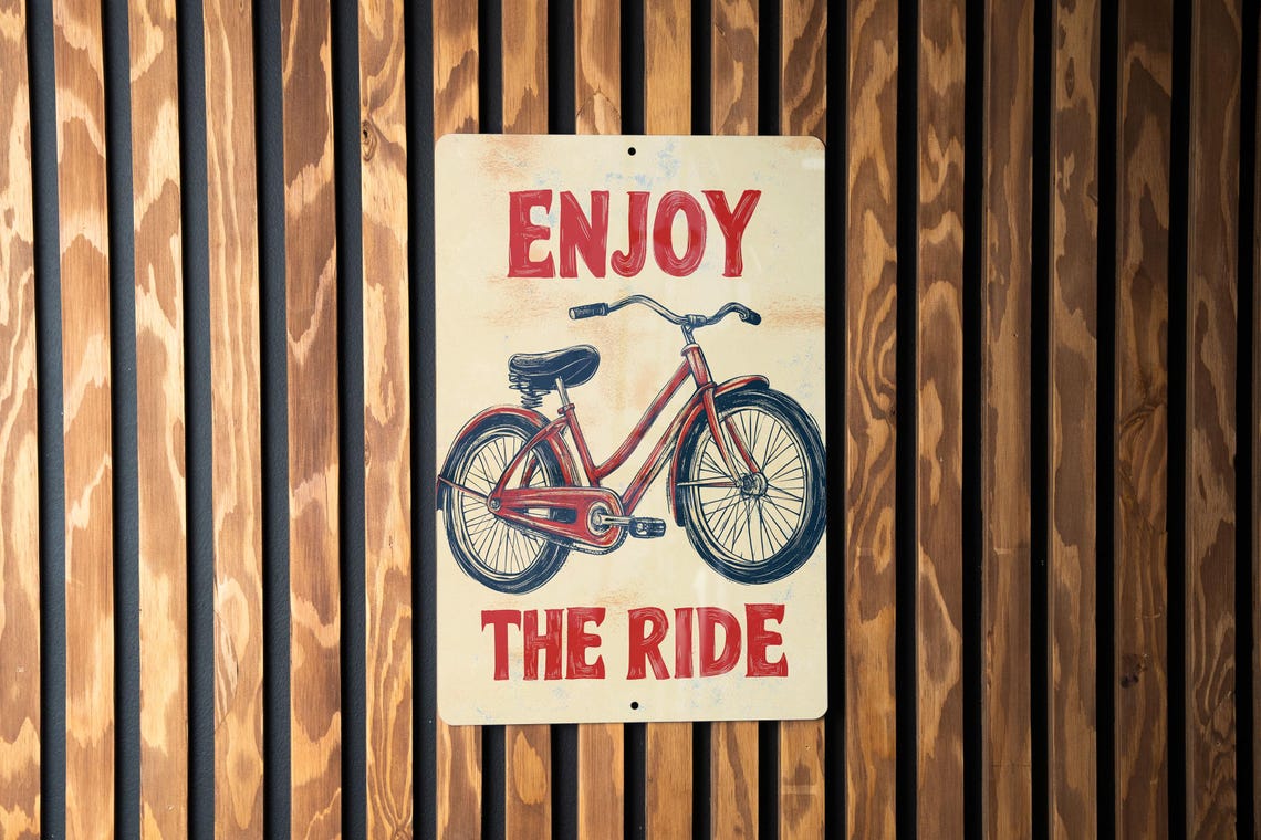 Vintage Bicycle Metal Sign, Enjoy the Ride, Retro Wall Decor, Classic ...