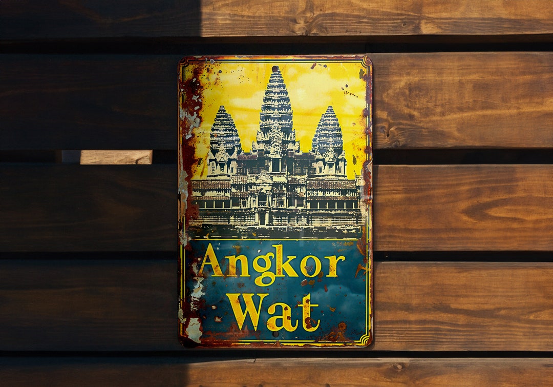 Angkor Wat Metal Sign, Cambodia Vintage Decor, Travel Wall Art, Unique ...
