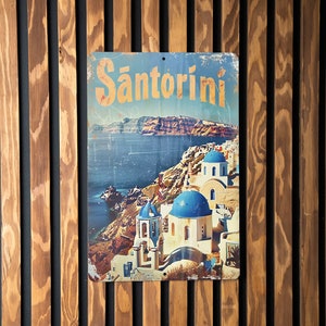 Santorini Greece Metal Sign, Vintage Style, Funny Wall Art, Home Decor ...