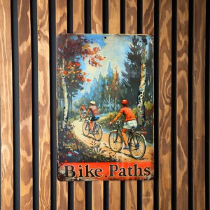 Vintage Aluminum Sign: Dutch Cycling, Bike Paths, Leisure Rides, Metal ...