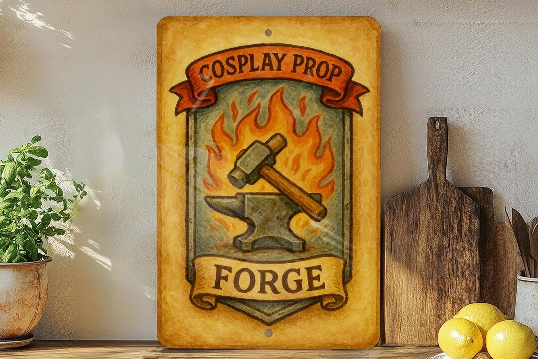 1950s Storybook Cosplay Forge Badge Metal Sign – Vintage Style Prop ...