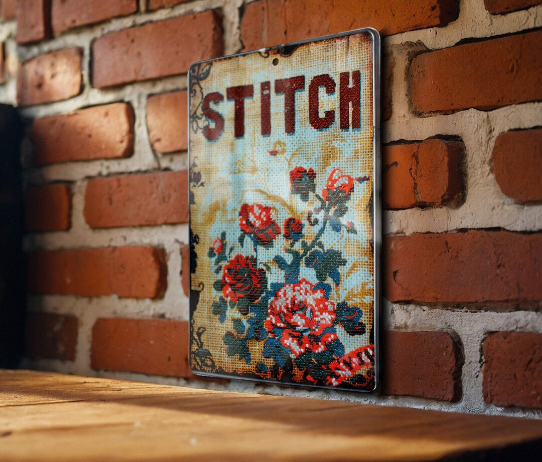 Vintage Style Cross-stitch Metal Sign, Funny Decor, Retro Art, Wall ...