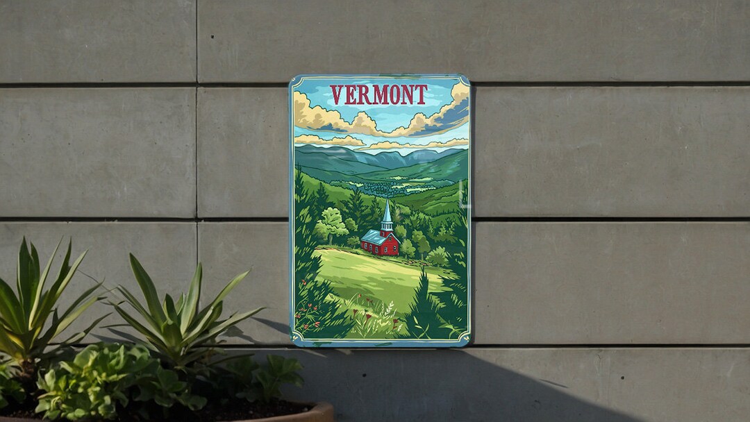 Retro Cartoon Vermont Visit Art - Metal Sign Collectibleretro Art ...