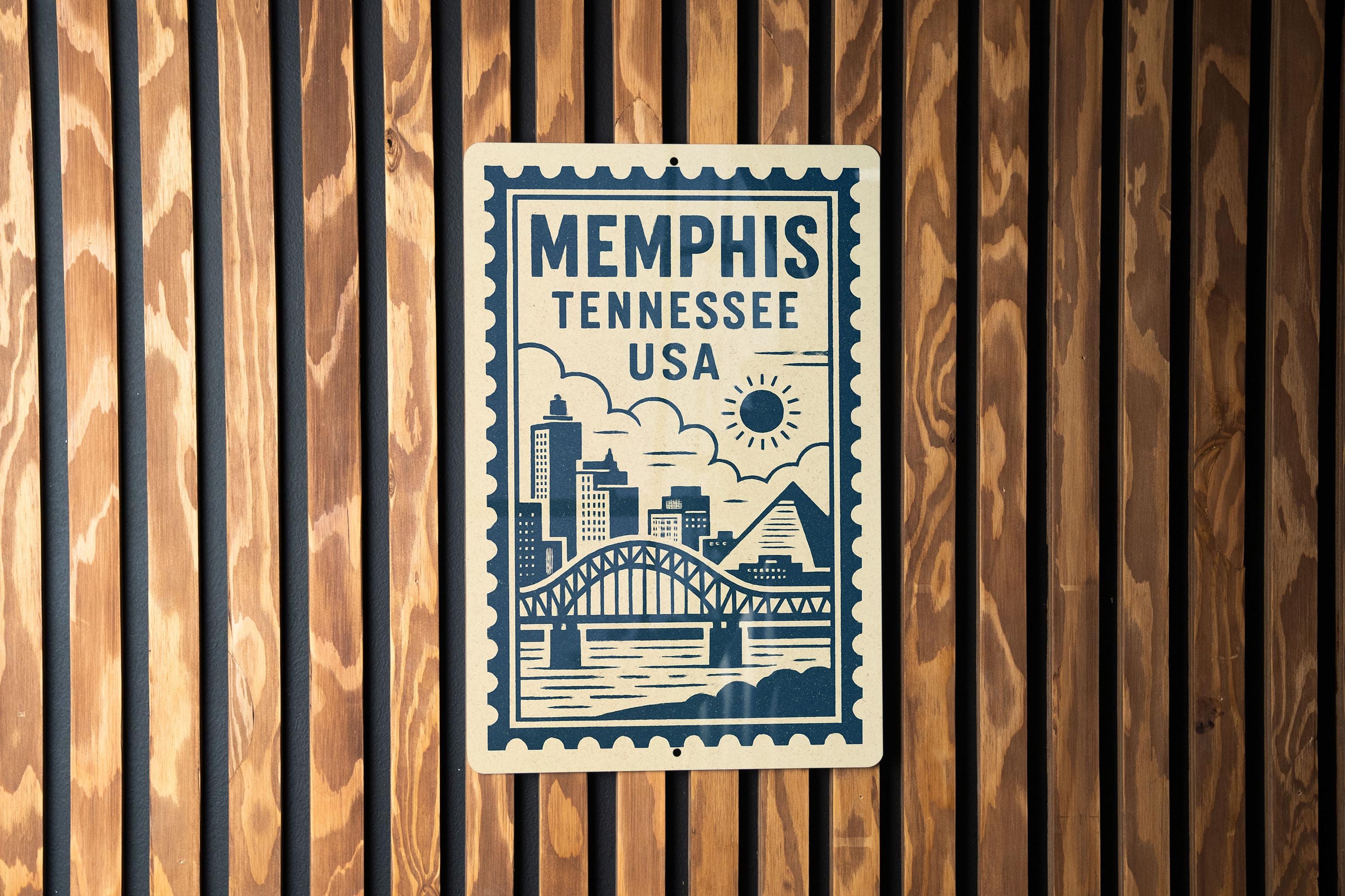 Memphis Tennessee Stamp Style Metal Sign – Vintage Wall Art, Retro ...