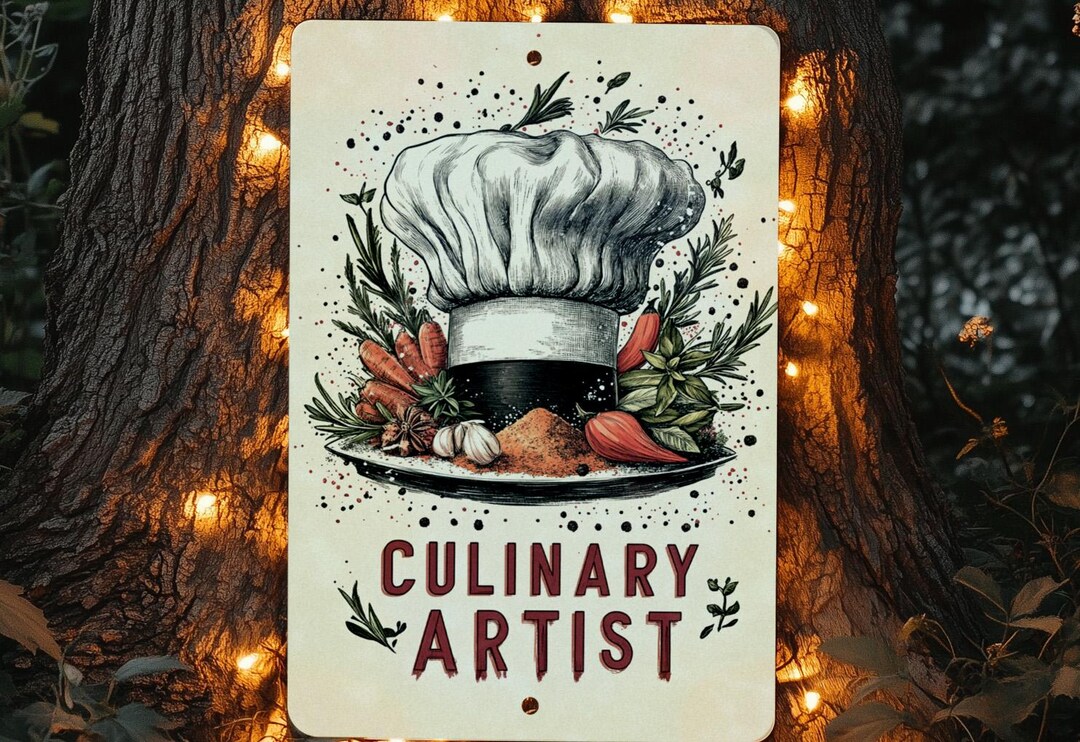 Epicurean Elegance Metal Sign, Chef's Hat Kitchen Decor, Culinary Art ...