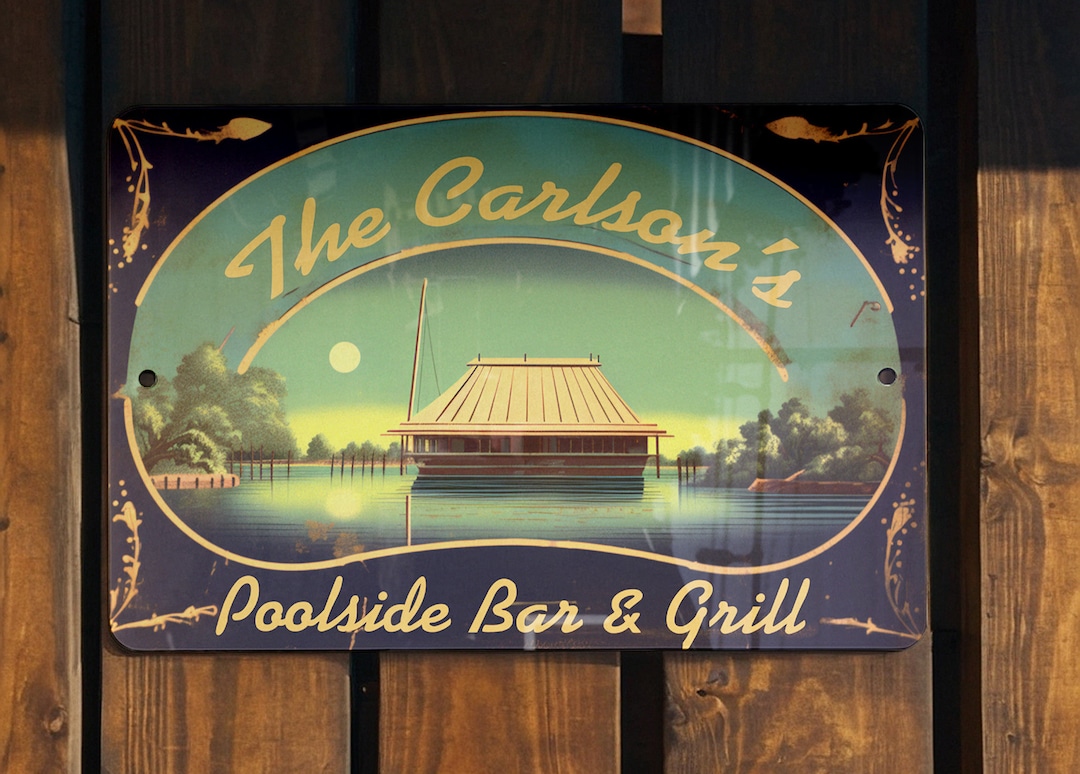 Custom Poolside Bar and Grill Metal Sign, Personalized Gift for Mom ...
