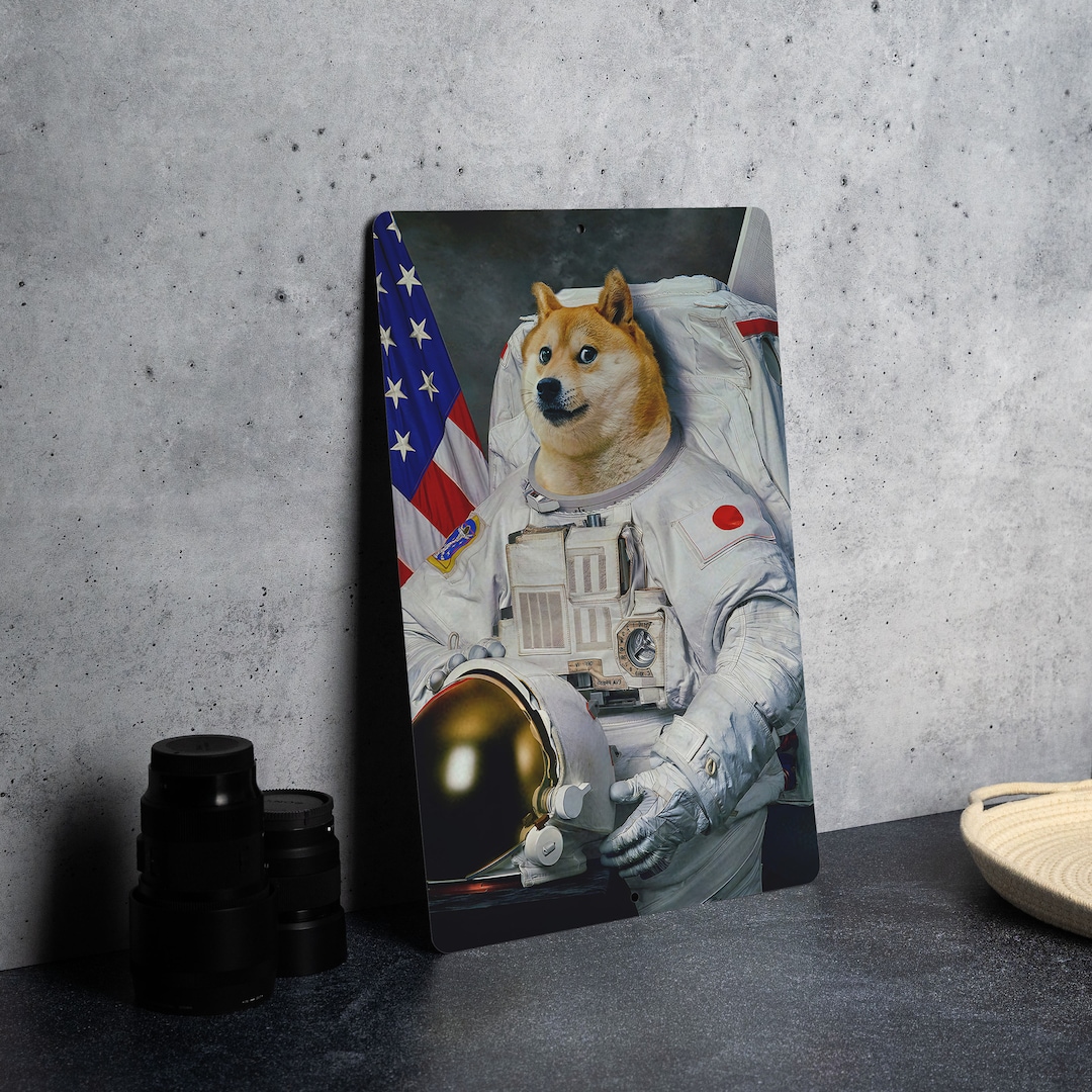 Astronaut Doge Meme Metal Sign - Space Dog Decor, Meme Wall Art, Funny ...