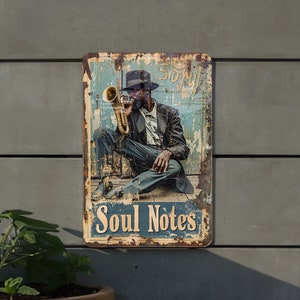 Jazz Musician Metal Sign, Soul Notes Decor, New Orleans Jazz, Vintage ...