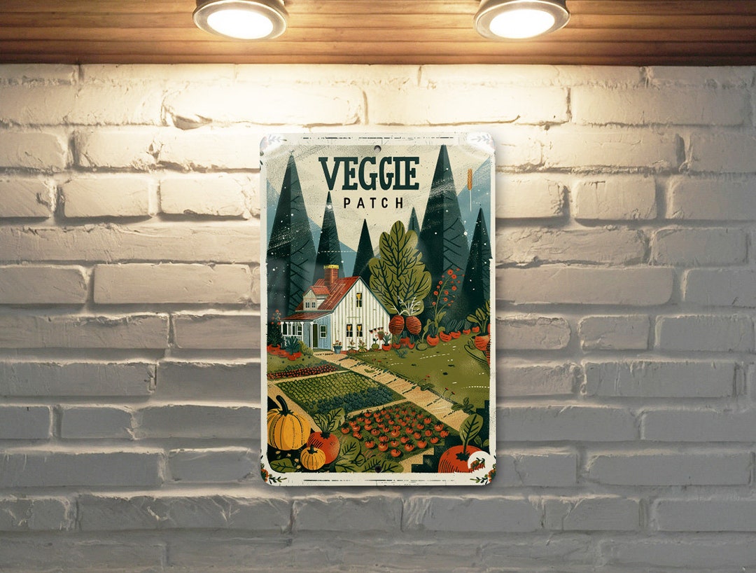 Metal Veggie Patch Sign, Rustic Garden Decor, Outdoor Metal Sign ...