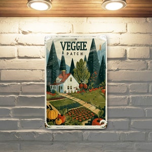 Metal Veggie Patch Sign, Rustic Garden Decor, Outdoor Metal Sign ...
