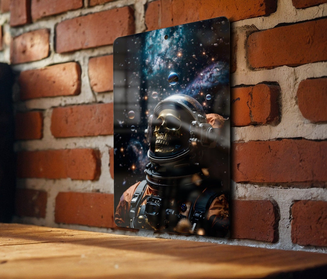 Astronaut Skeleton Universe Metal Sign - Space Art, Cosmic Decor, Sci ...