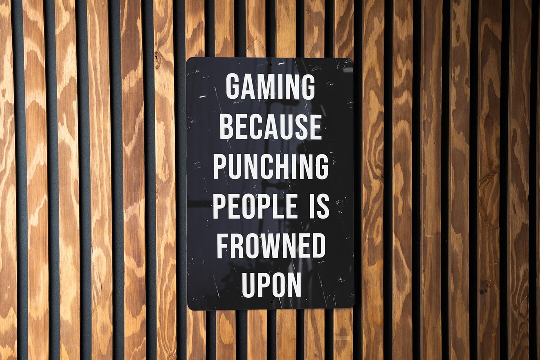 Gaming Metal Sign - Wall Decor, Gamer Room Accessory, Man Cave Art ...