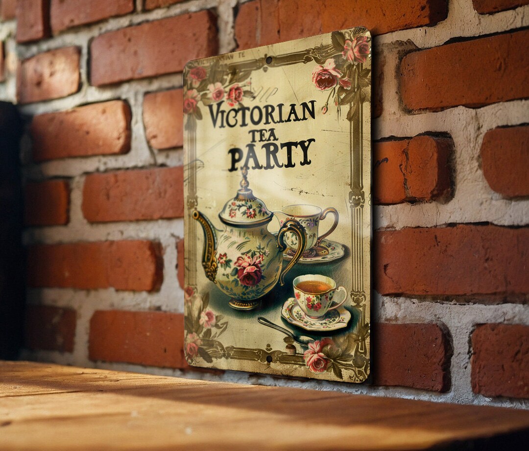 Victorian Tea Party, Teapot and Cups, Soft Tones, Elegant Frame ...