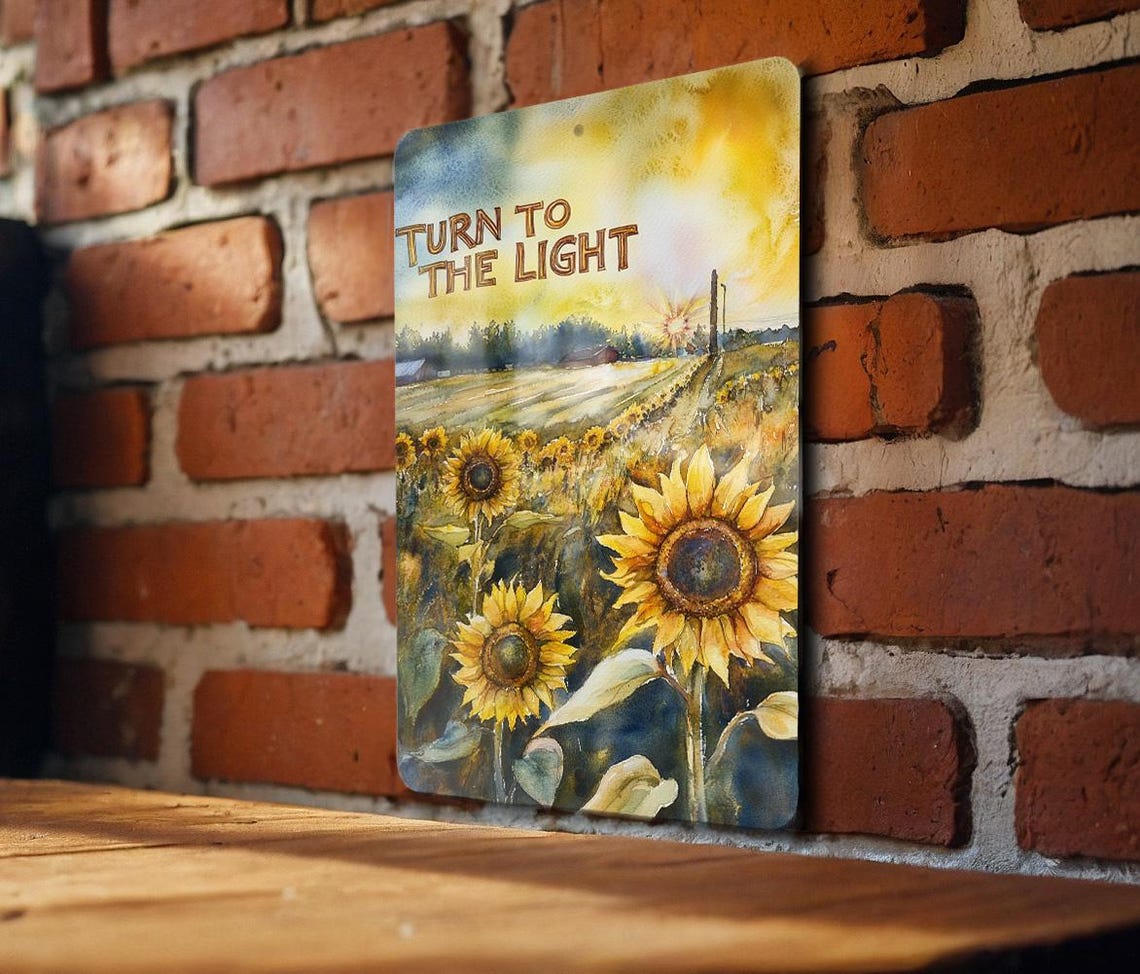 Radiant Sunflower Metal Sign, Sunflower Wall Decor, Rustic Farmhouse ...