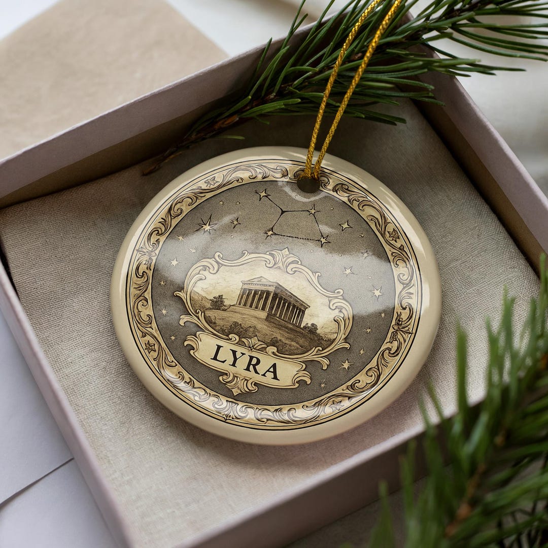 Lyra Constellation Ceramic Ornament With Victorian Celestial Map and ...
