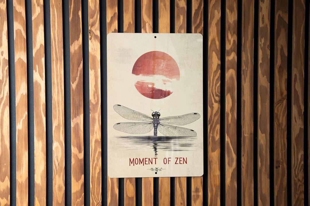 Tranquil Reflection Metal Sign, Dragonfly Art, Zen Wall Decor, Abstract ...