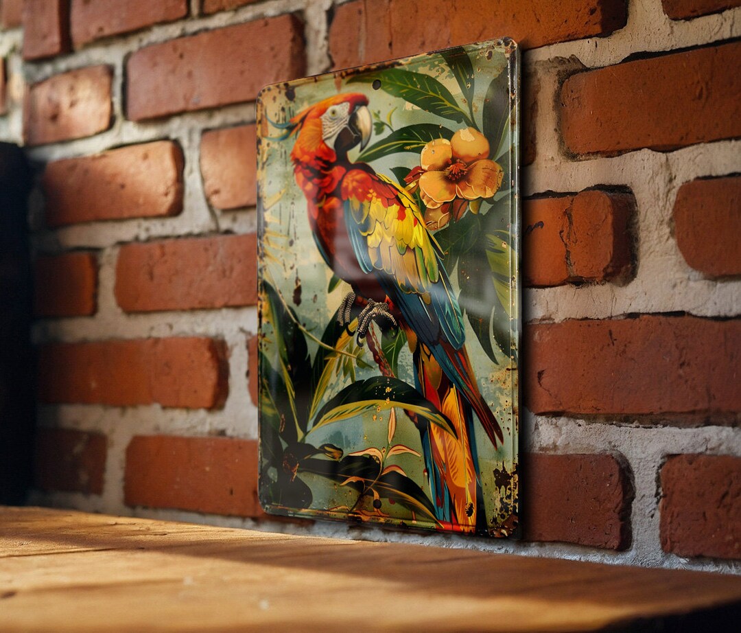 Meyer's Parrot Vintage Aluminum Sign - Metal Wall Decor, Bird Lover ...