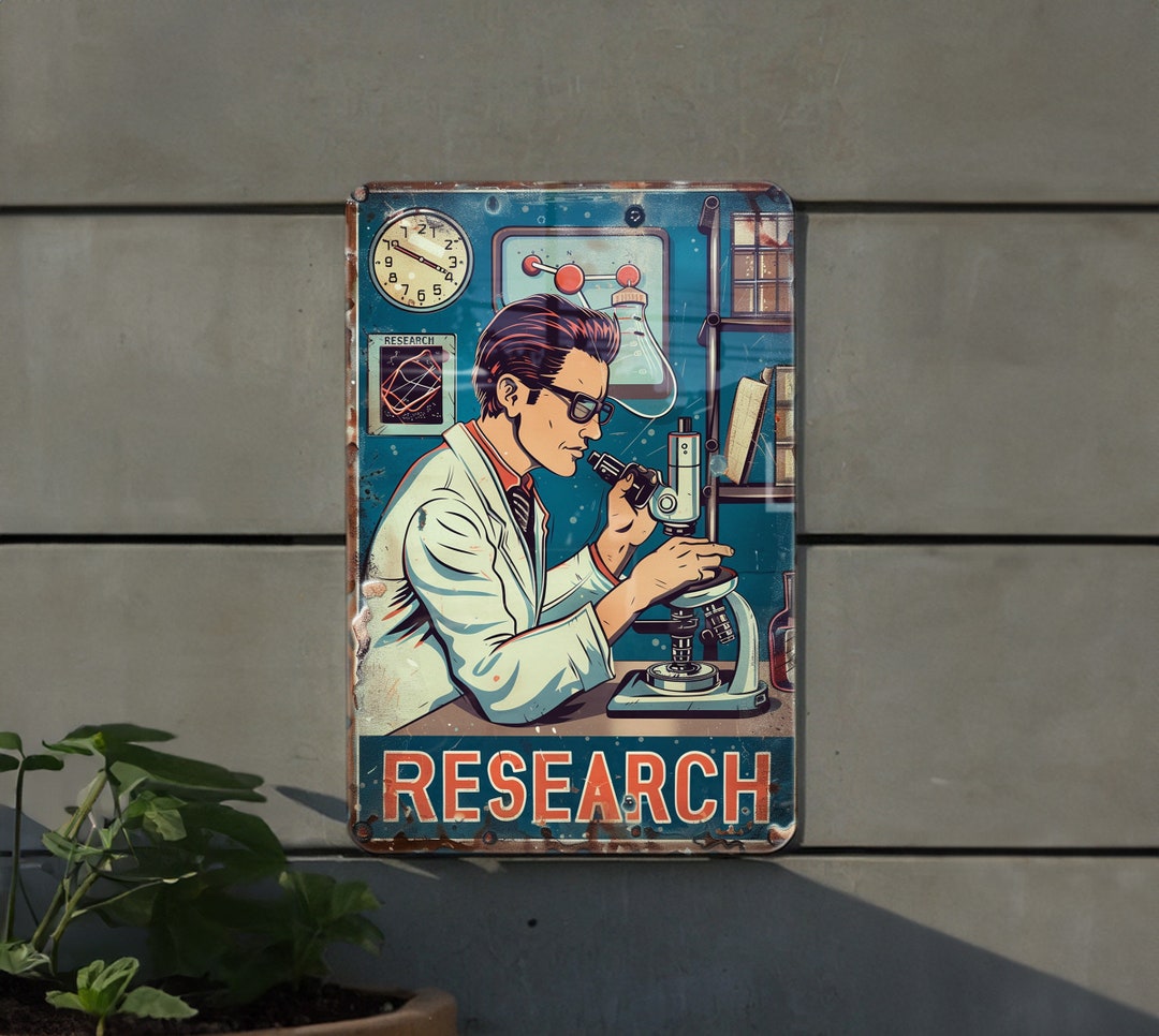Scientist Research Vintage Sign, Metal Wall Decor, Retro Style Plaque ...