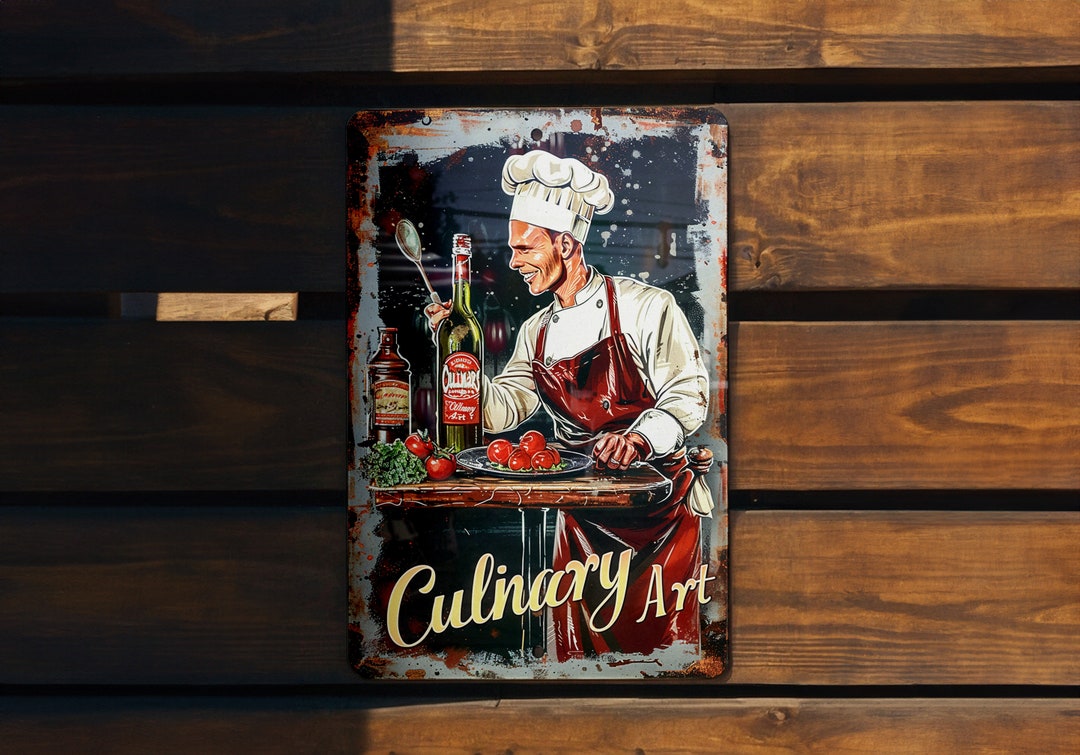 Vintage Metal Sign, Chef's Table, Culinary Art, Gourmet Cooking, Wall ...