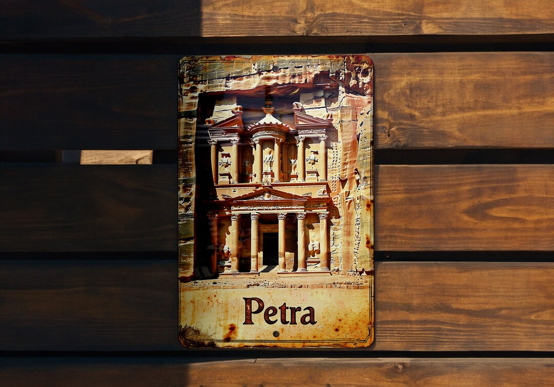 Petra Jordan Vintage Sign, Metal Wall Decor, Travel Gift, Historical ...