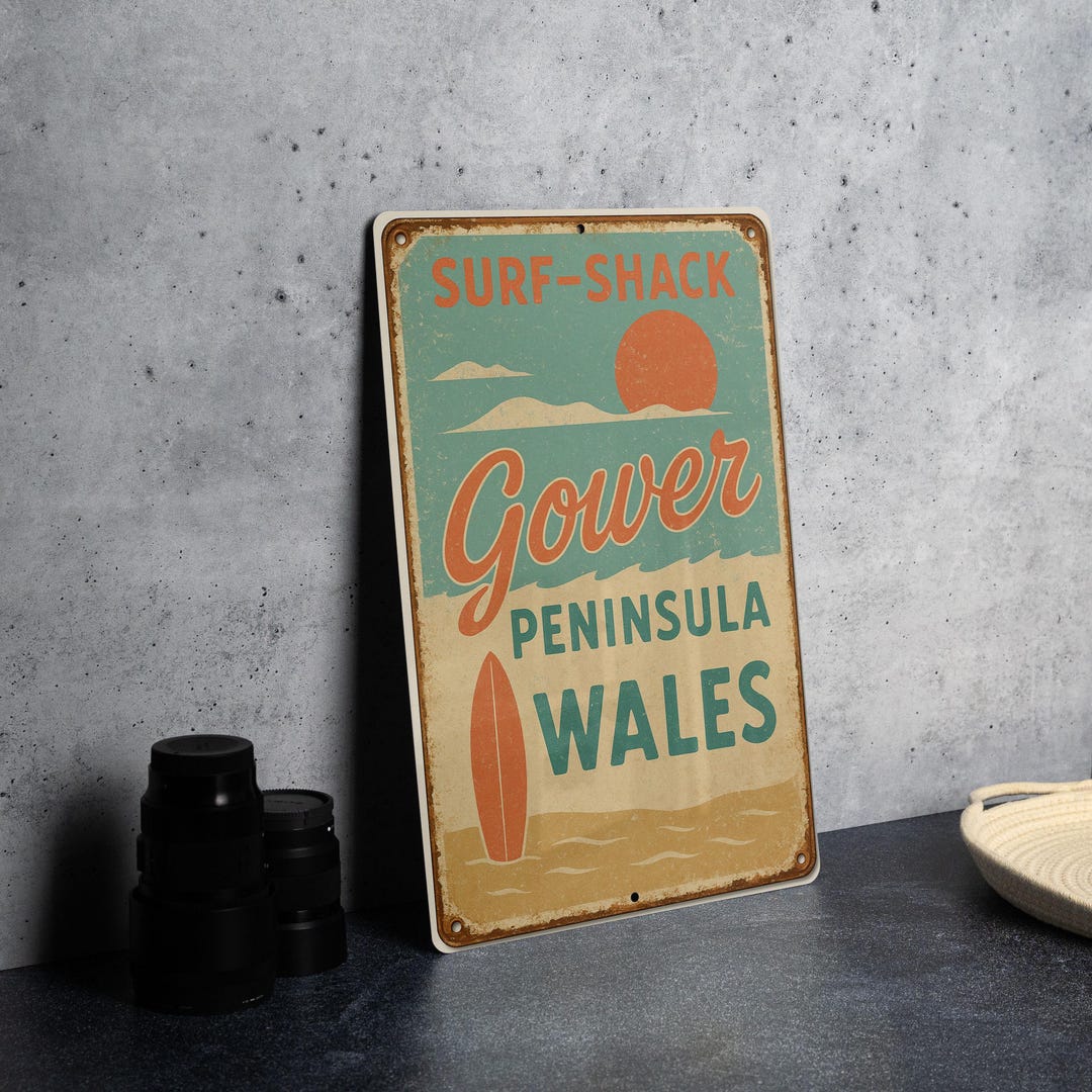 Retro Gower Peninsula Surf Shack Tin Sign – Vintage Beach Metal Wall ...