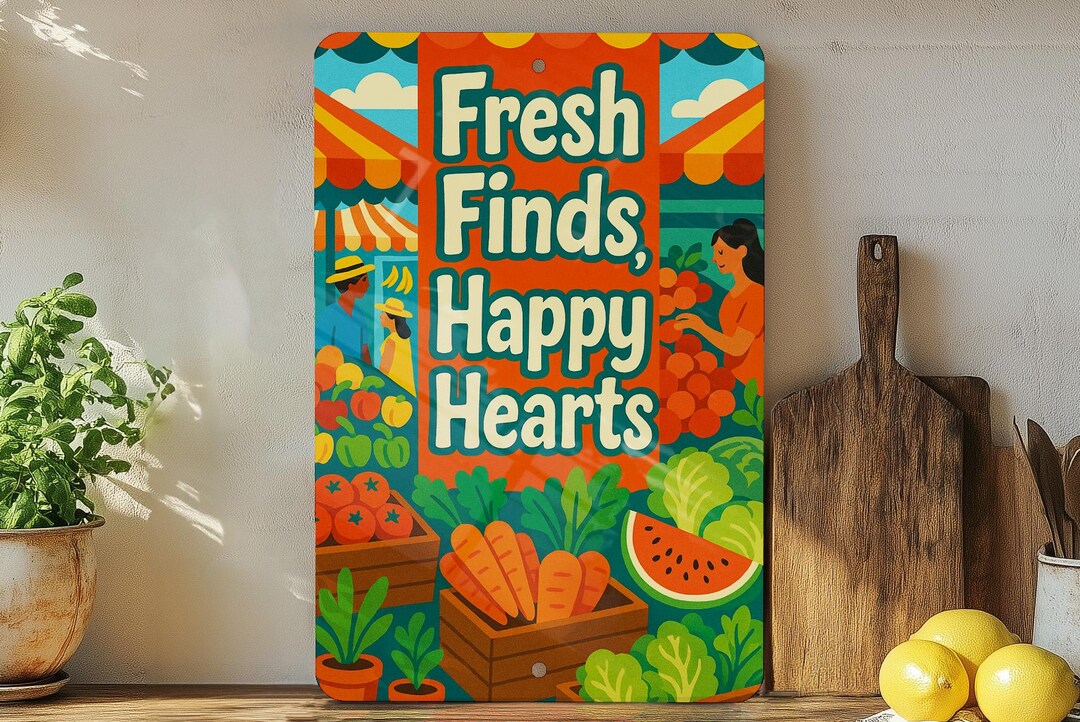 Colorful Street Market Metal Sign – Vibrant Produce Art, Fresh Finds ...