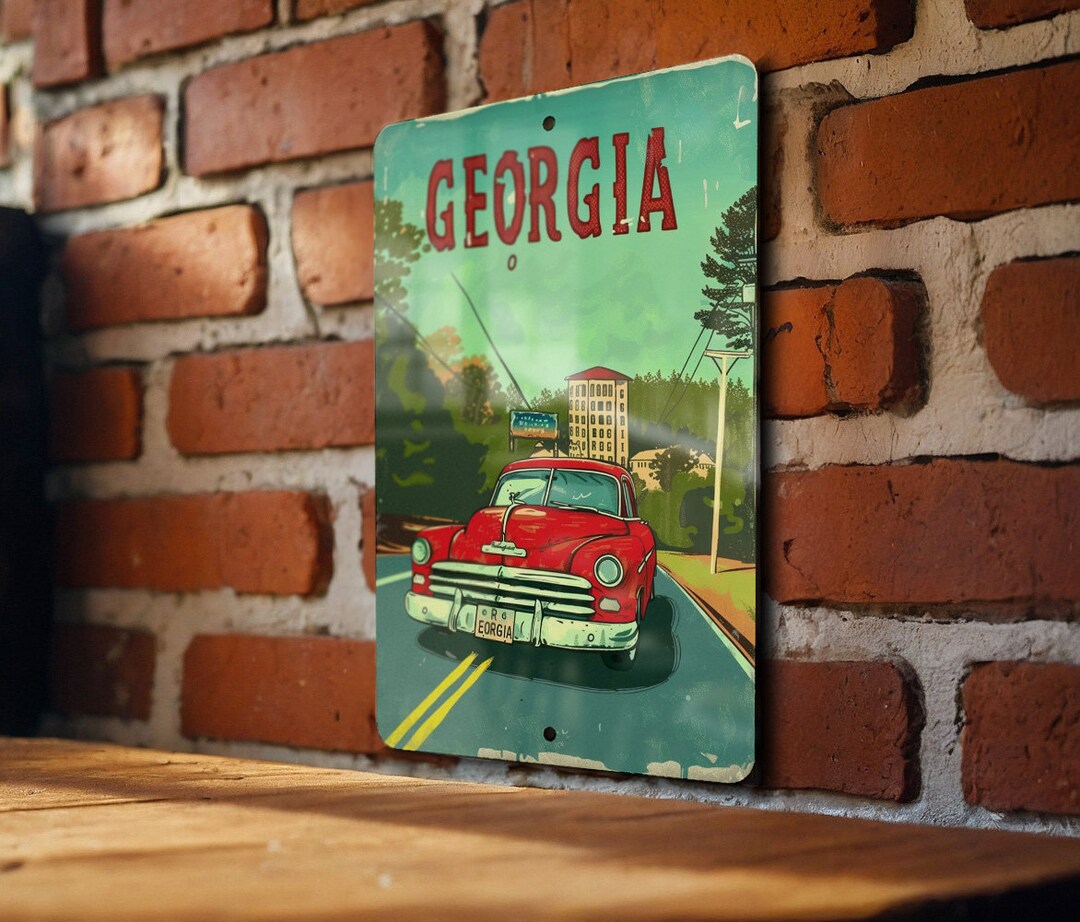Retro Cartoon Visit Georgia Metal Sign: Vintage Style Decor - Georgia ...