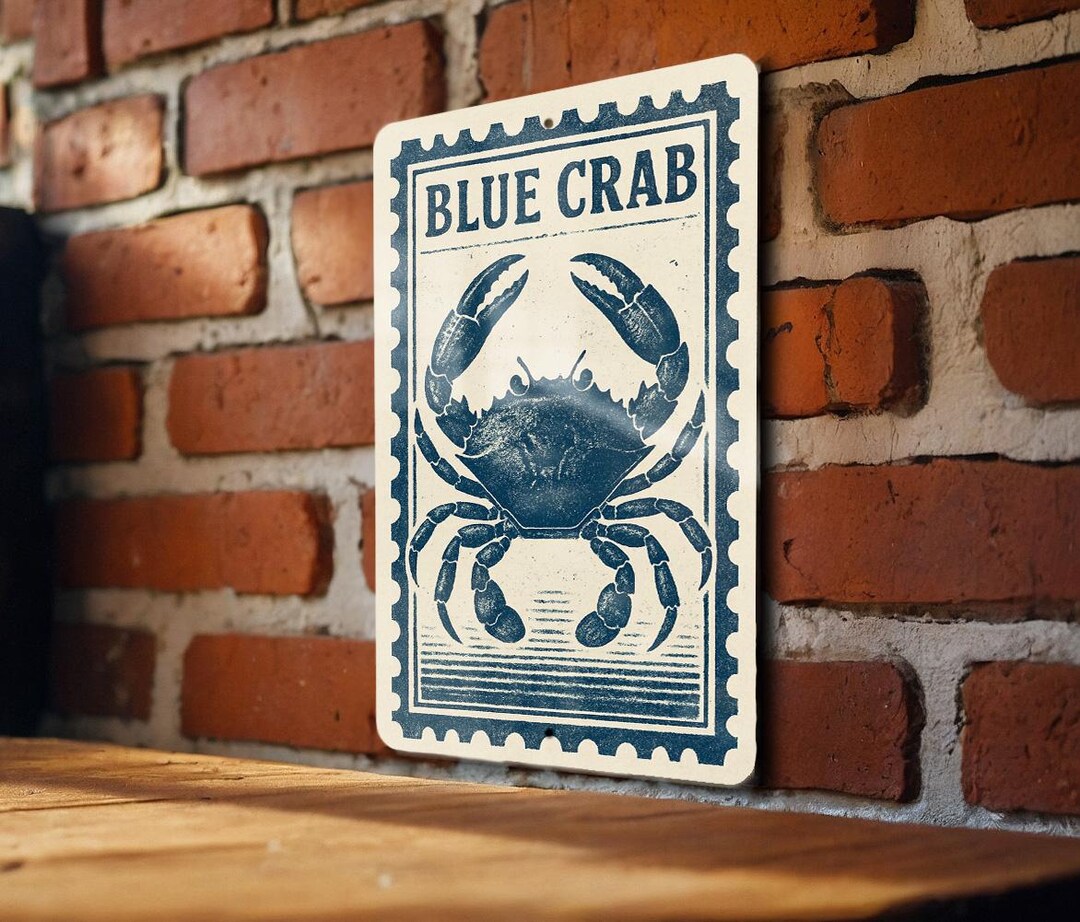 Blue Crab Metal Sign – Coastal Nautical Wall Art, Vintage Beach House ...