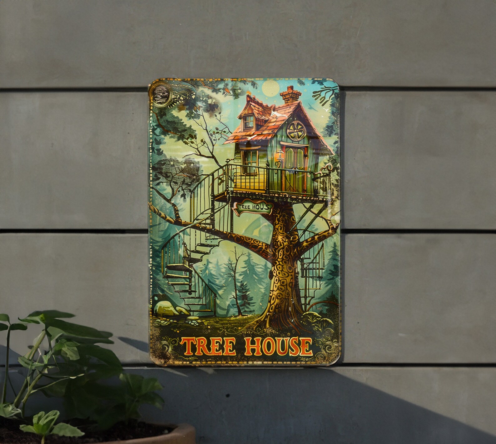 Metal Sign Treehouse Vintage Style, Fairy Tale Treehouse, Whimsical ...