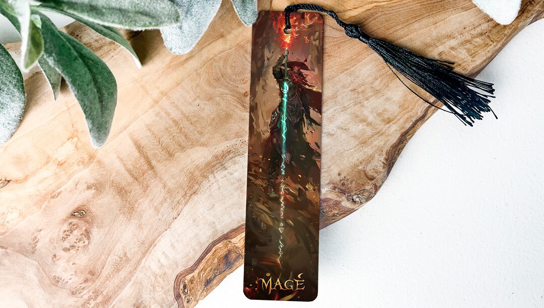 Powerful Mage Bookmark, Glowing Staff, Runes Design, Metal Bookmark ...