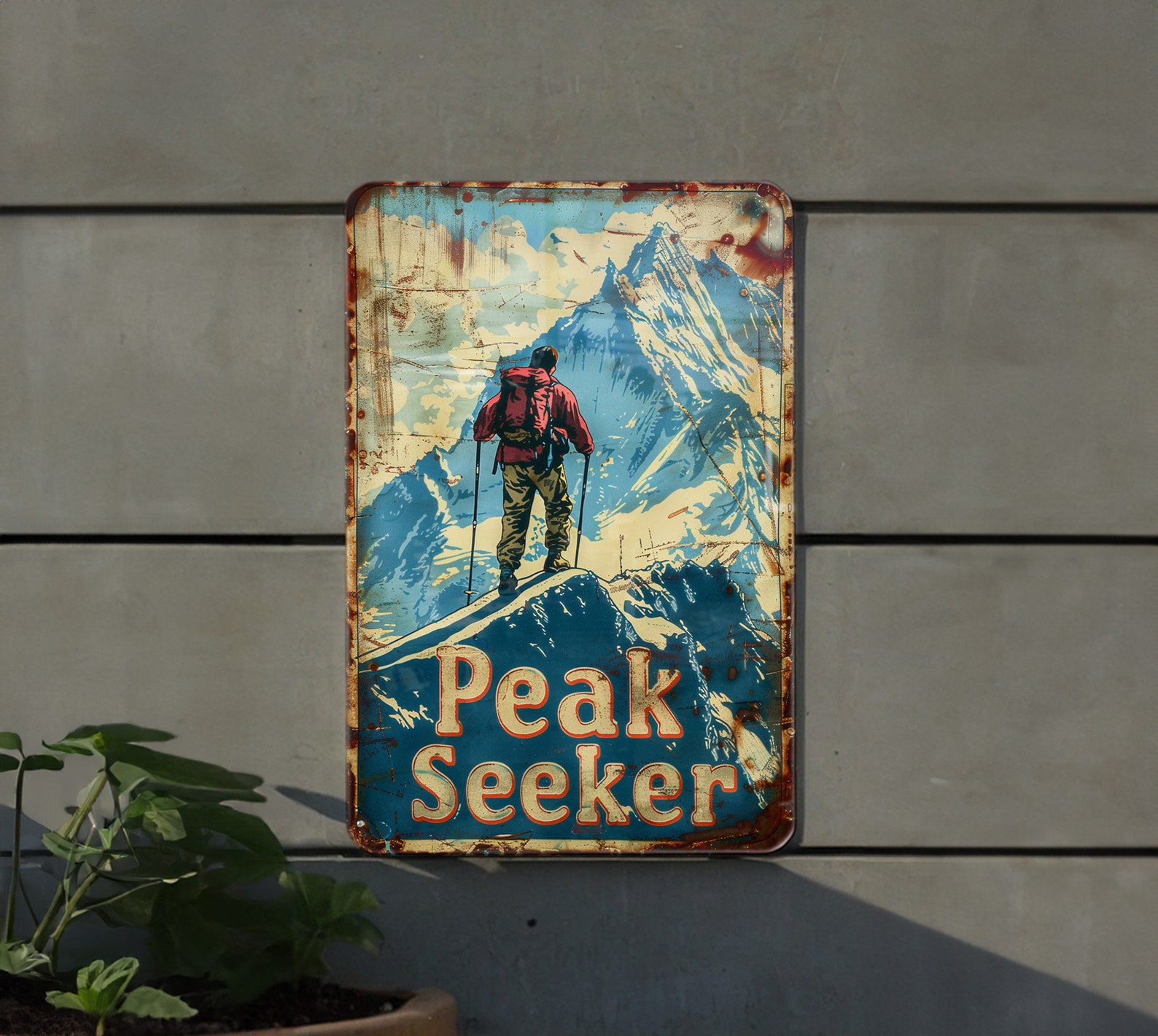 Himalayan Trek, Peak Seeker, Mountain Adventure, Vintage Sign, Aluminum ...