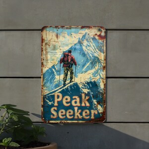 Himalayan Trek, Peak Seeker, Mountain Adventure, Vintage Sign, Aluminum ...