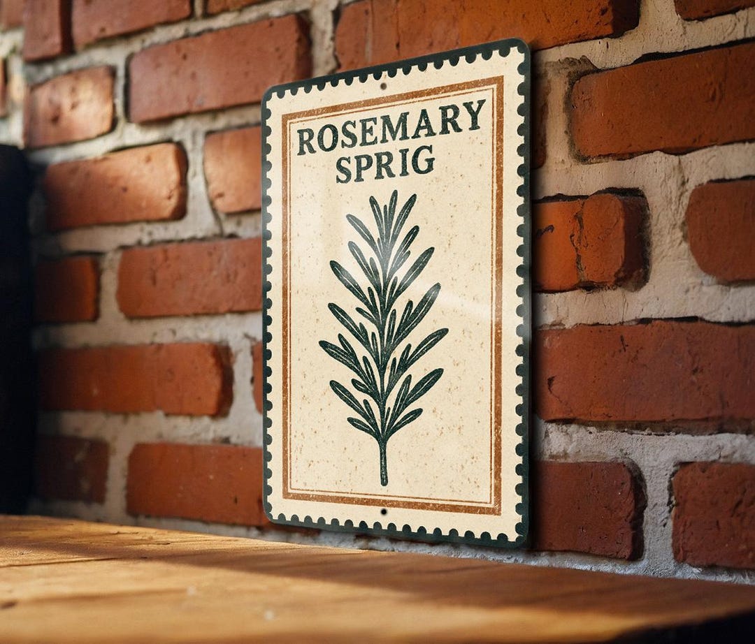 Rosemary Sprig Metal Sign – Rustic Kitchen Herb Wall Art, Vintage ...