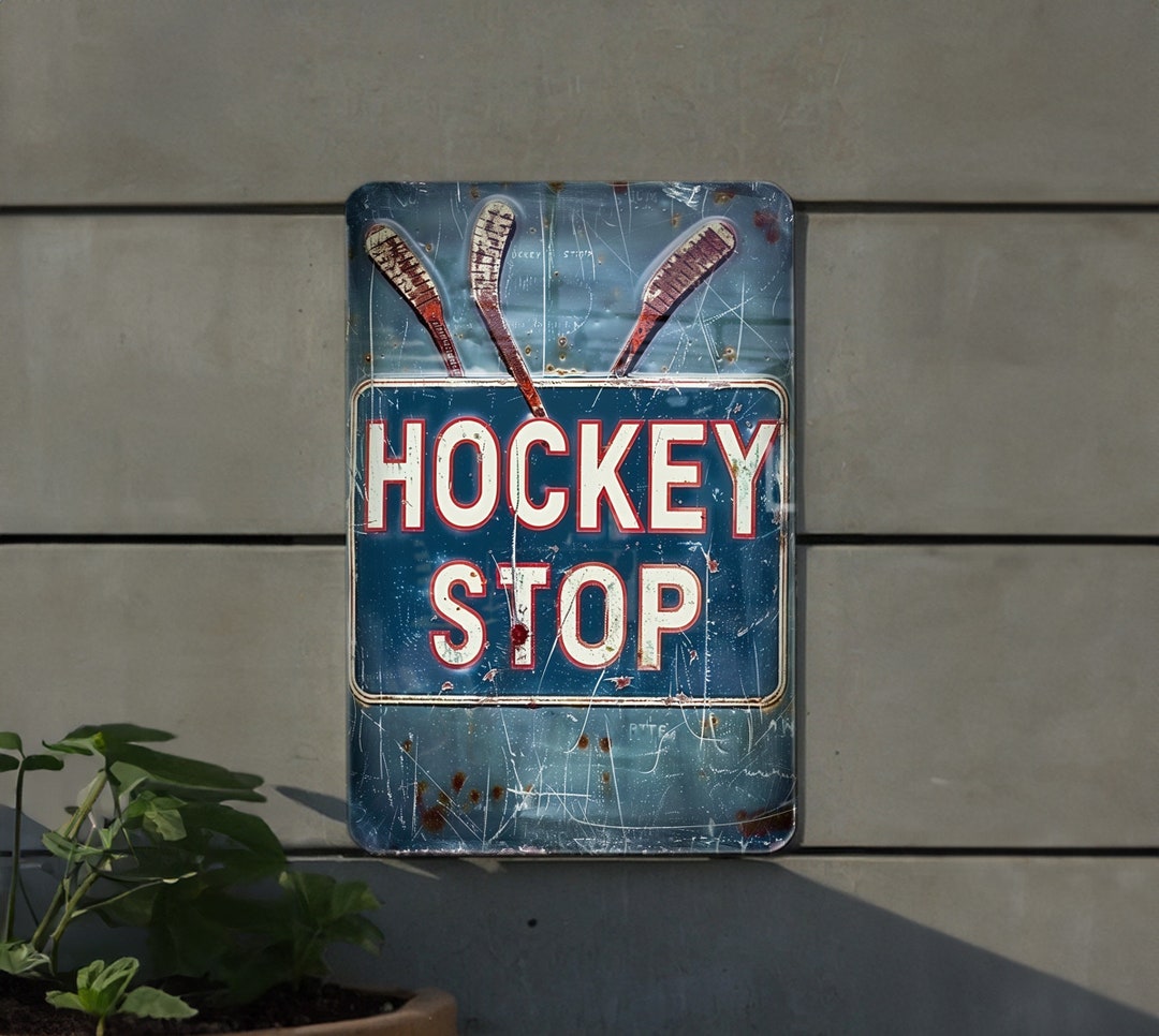 Vintage Hockey Metal Sign, Retro Wall Decor, Hockey Fan Gift, Man Cave ...