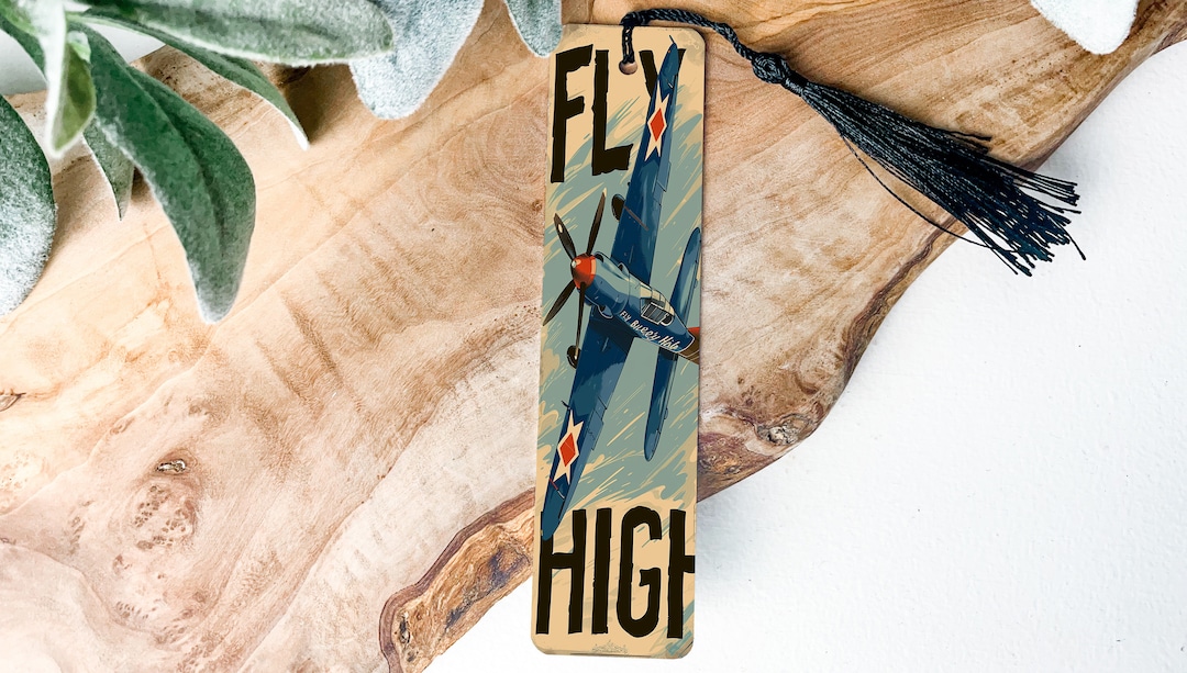 Vintage Airplane Bookmark, Fly High Design, Metal Bookmark, Unique Gift ...