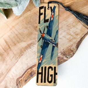 Vintage Airplane Bookmark, Fly High Design, Metal Bookmark, Unique Gift ...