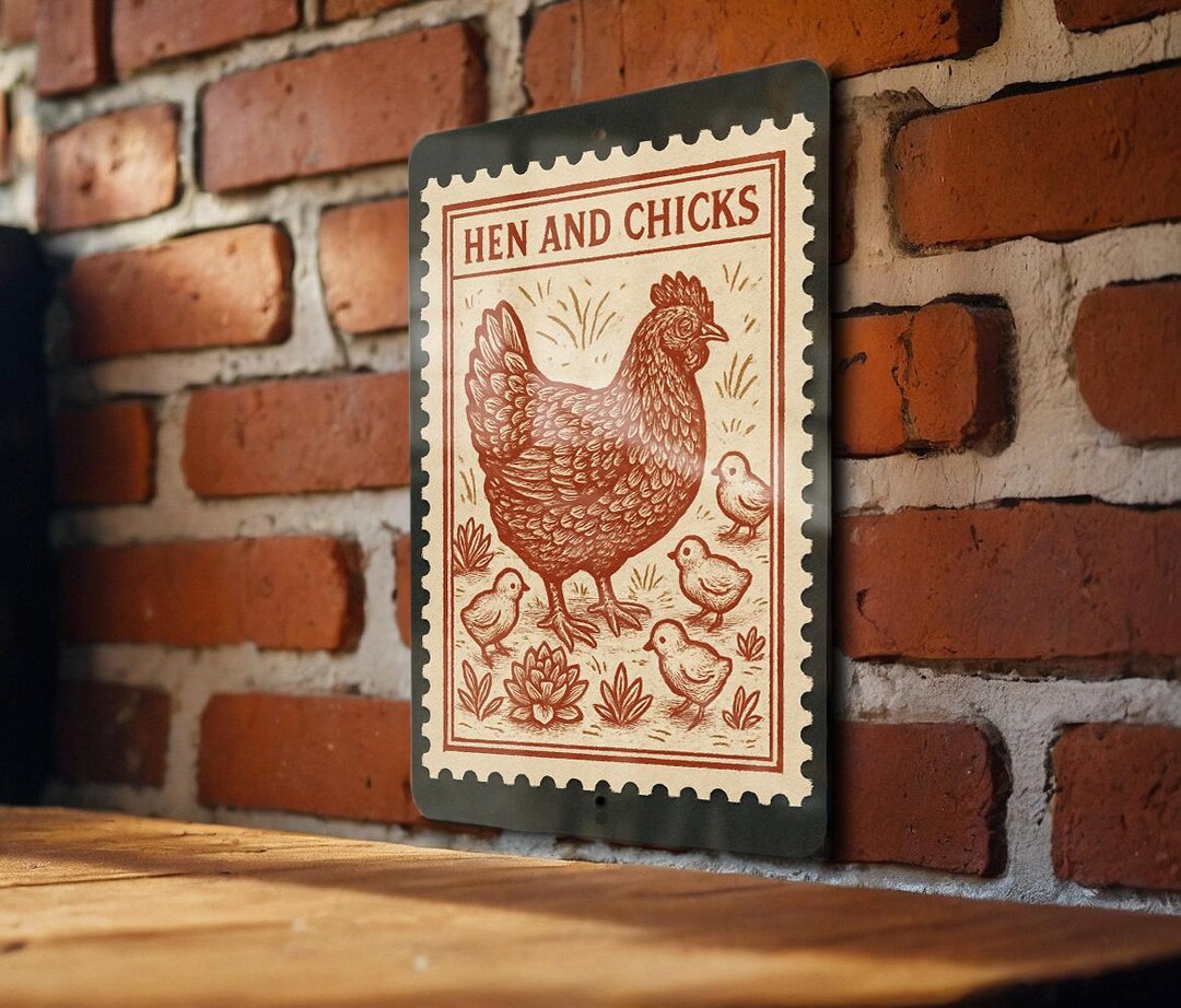 Rustic Hen and Chicks Metal Sign – Vintage Farmhouse Wall Art, Country ...