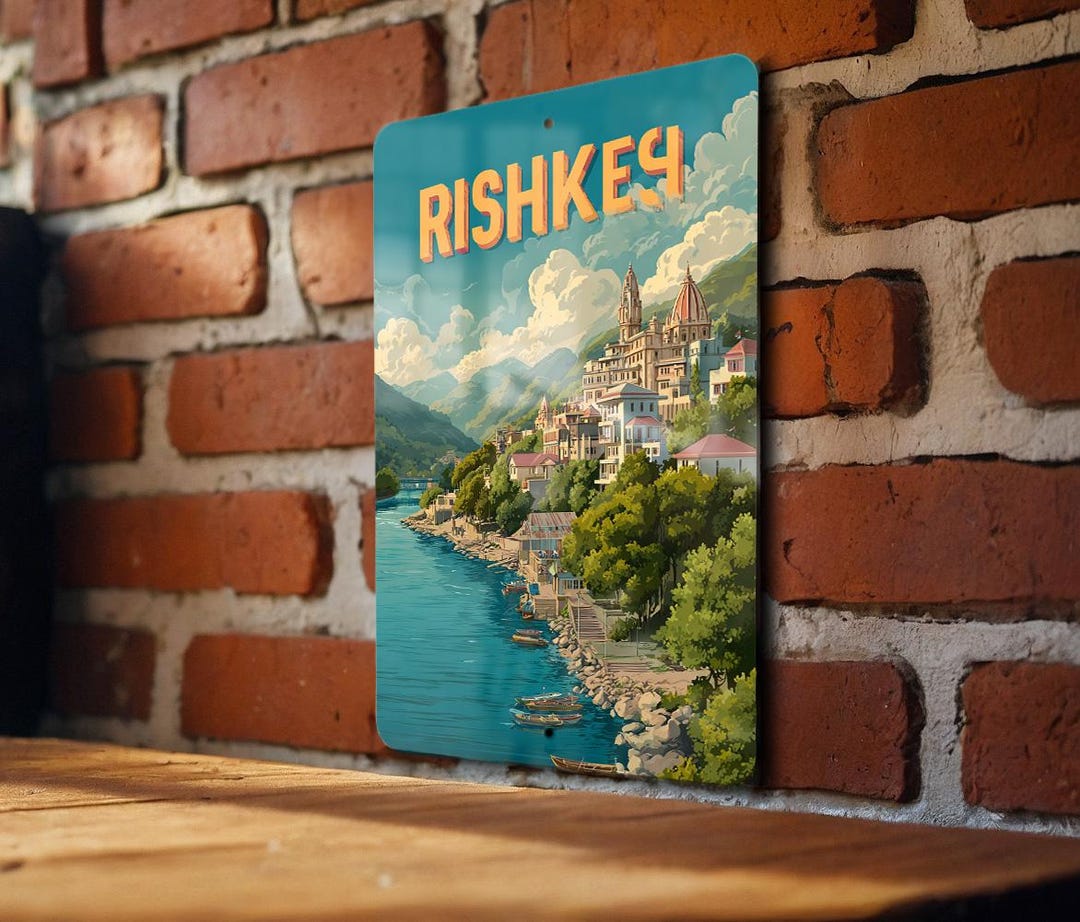 Retro Rishikesh Travel Poster Tin Sign – Vintage India Wall Art, Metal ...