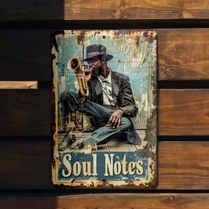 Jazz Musician Metal Sign, Soul Notes Decor, New Orleans Jazz, Vintage ...