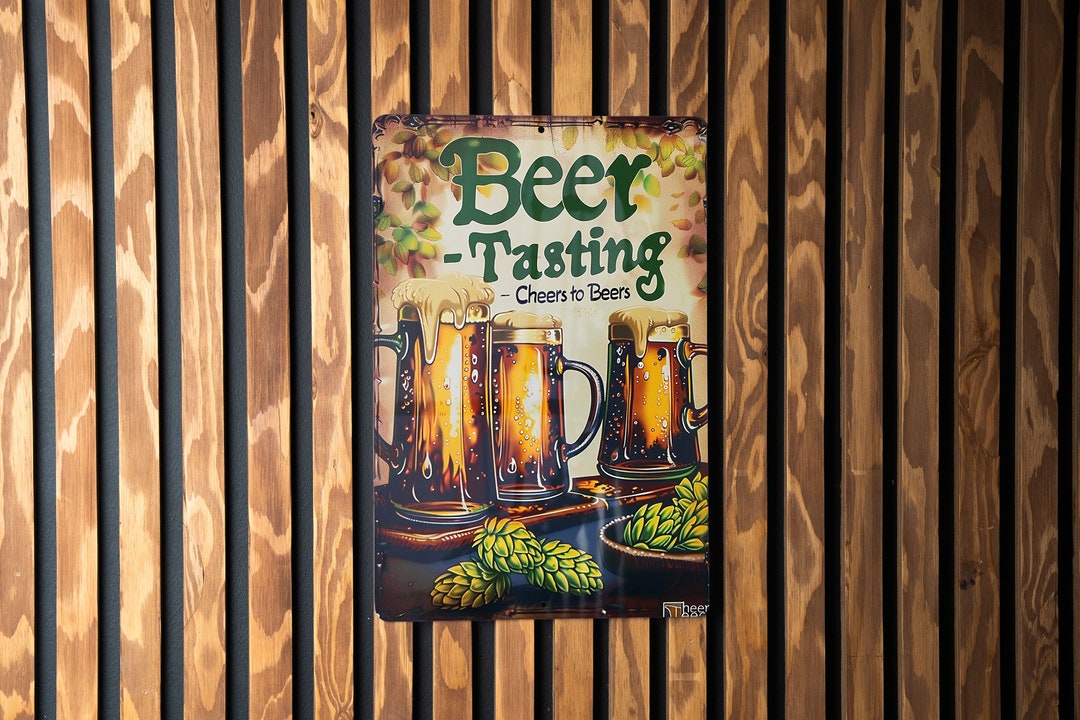 Beer Tasting Metal Sign, Cheers to Beers, Vintage Style Decor, Beer ...