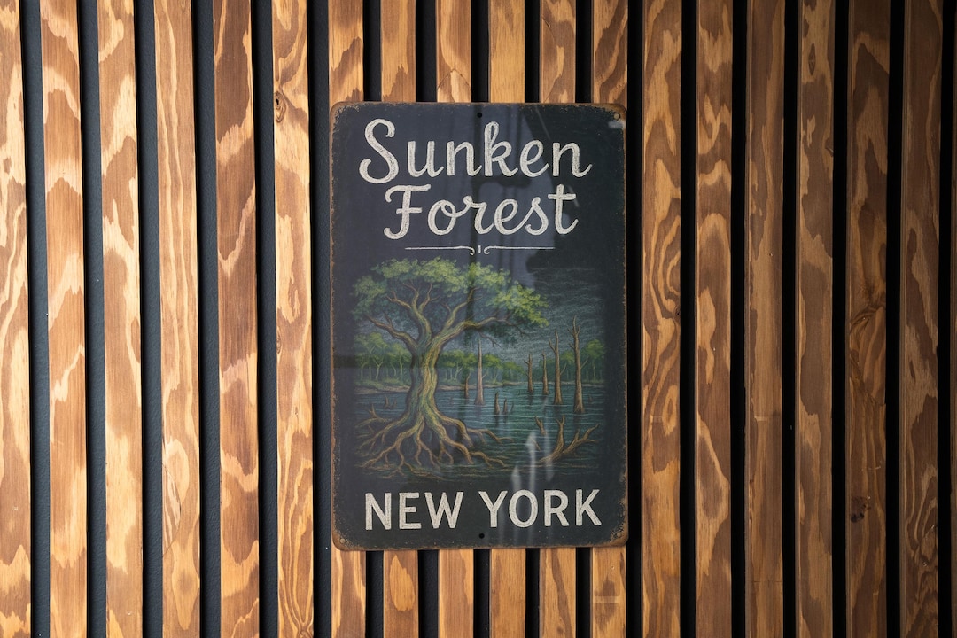 Sunken Forest NY Retro Chalkboard Metal Sign – Hand-drawn Vintage Tin ...